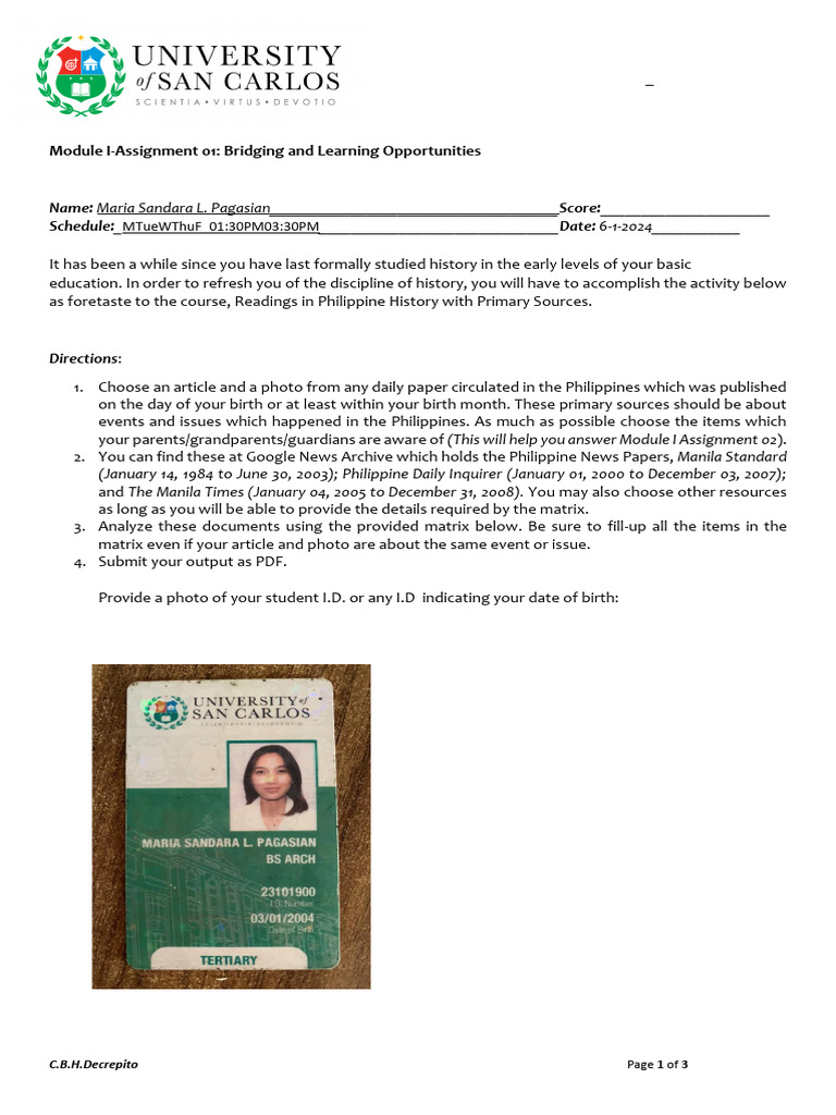 Module I-Assignment 01 - Bridging and Learning Opportunities (1) PAGASIAN | PDF