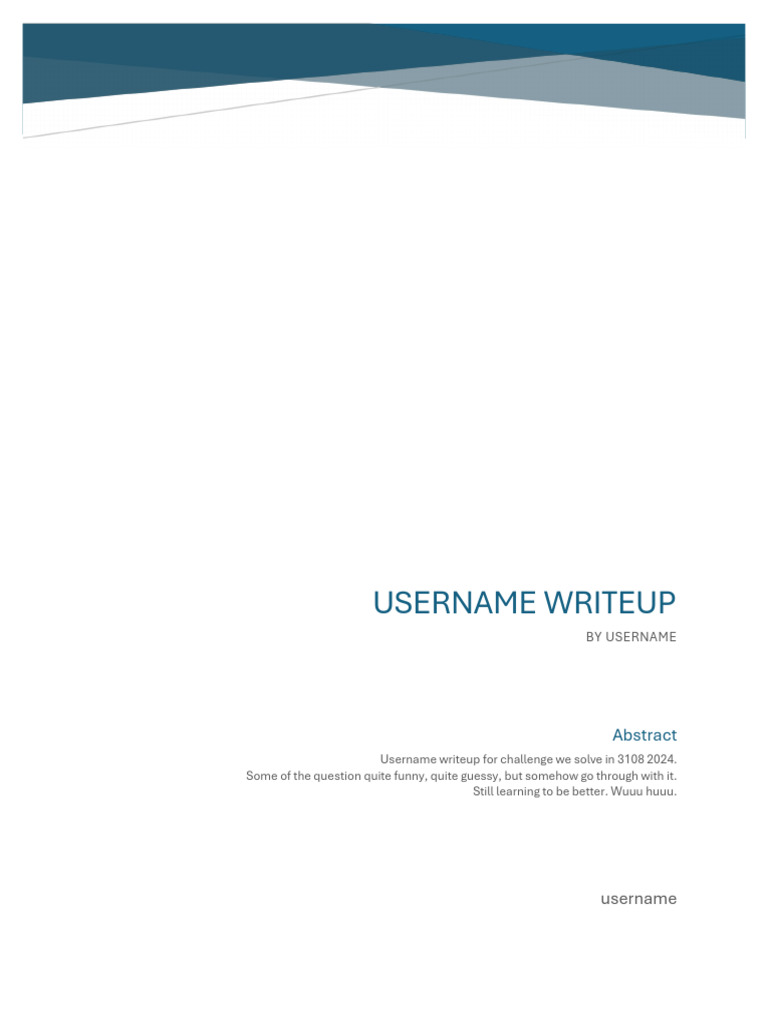 Username Writeup | PDF