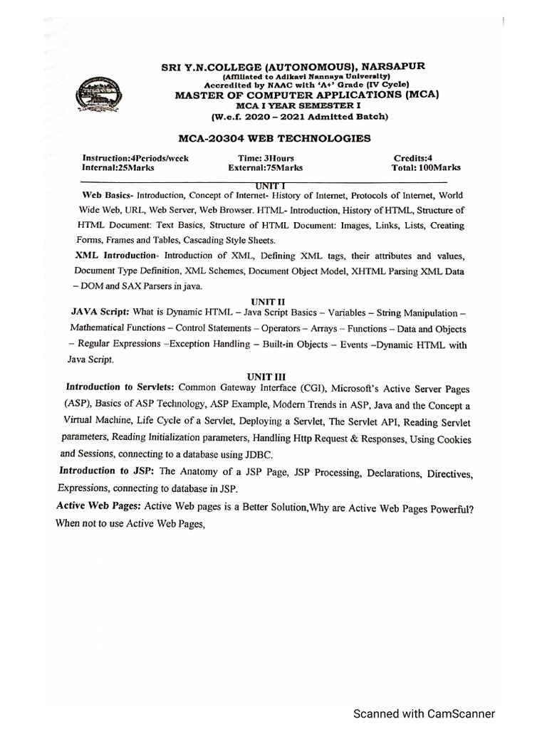 Web Technology Syllabus | PDF