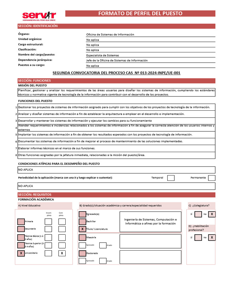 2da Conv Cas 013 2024 - 01 Especialista | PDF