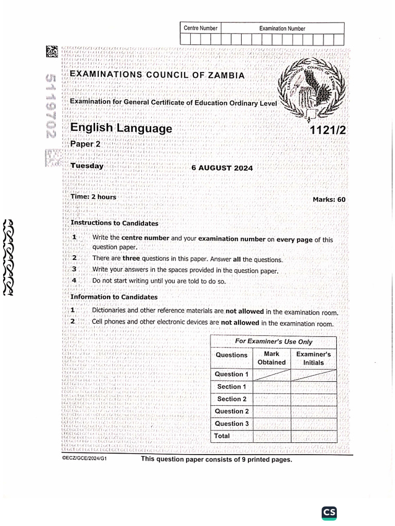 English P2 2024 GCE | PDF