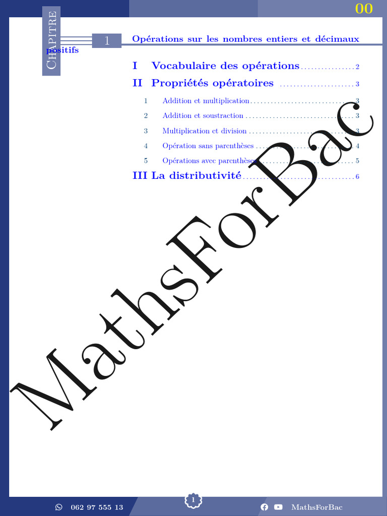 1AC Cours Ch1-Opérations Sur Les Nombres Entiers Et Décimaux | PDF