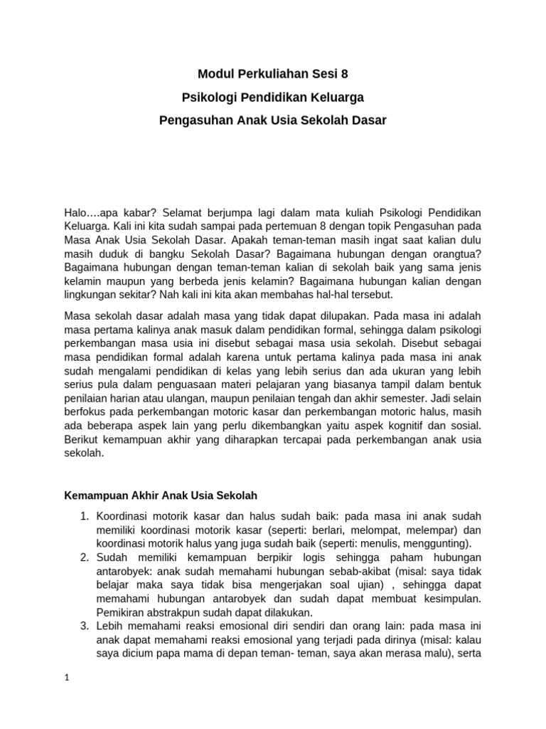 Modul Perkuliahan Sesi 8 | PDF | Karier & Perkembangan | Kesehatan Holistik