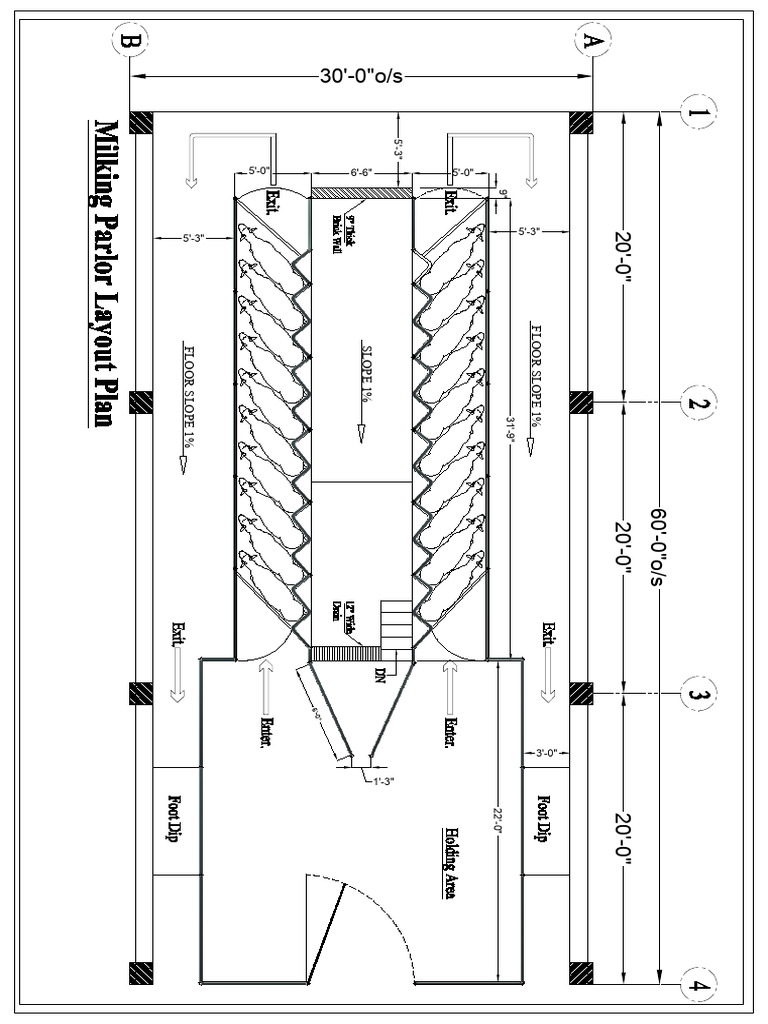 30x60 Milking Parlor Layout Plan | PDF