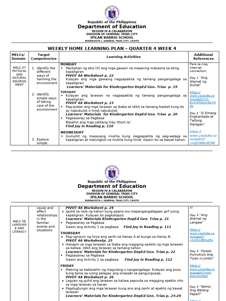 4th Quarter - Week 4 | PDF