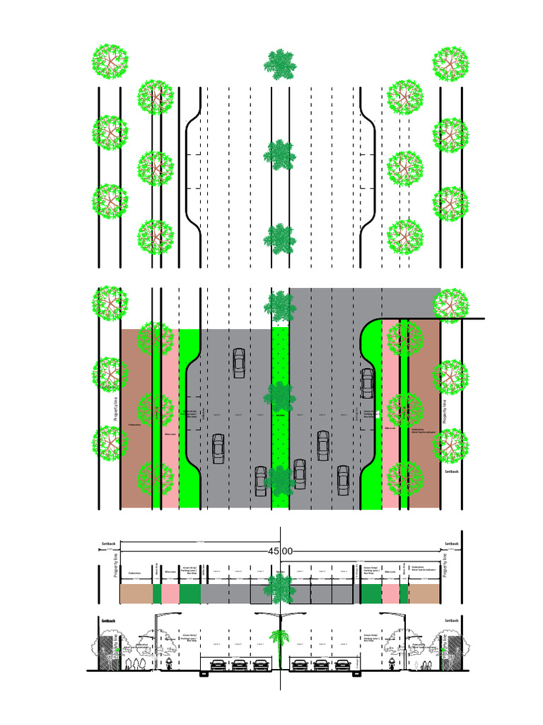 Road Section A 45m Plan | PDF