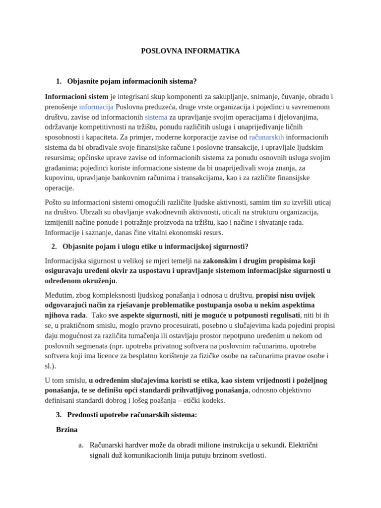 Poslovna Informatika | PDF