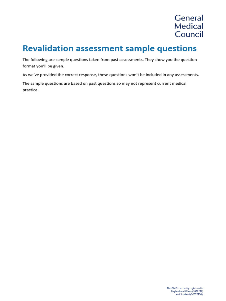 Revalidation Sample Questions DC15789 100430624 | PDF