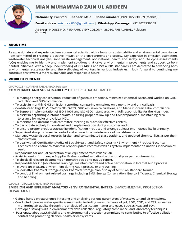 Muhammad Zain CV 2024 | PDF
