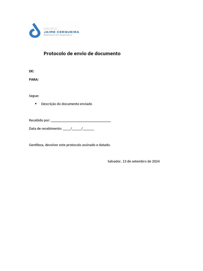 Protocolo de Envio de Documento | PDF
