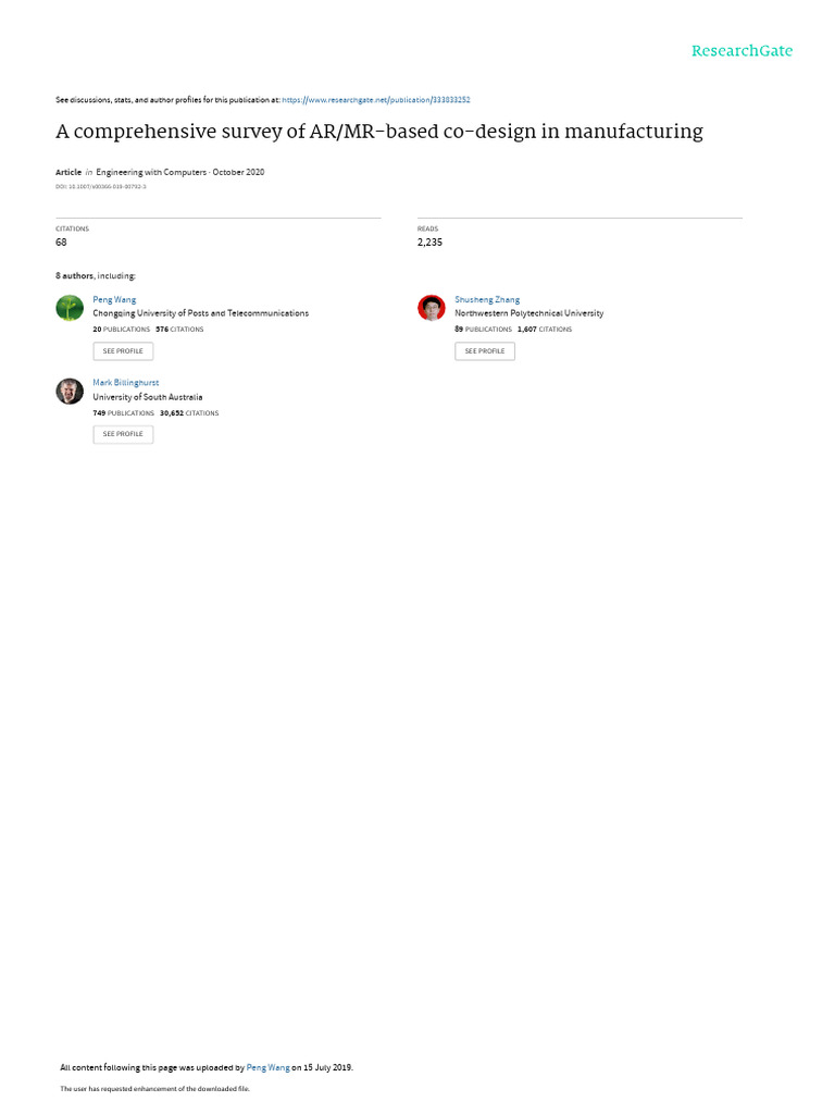 A Comprehensive Survey of AR/MR-based Co-Design in Manufacturing | PDF