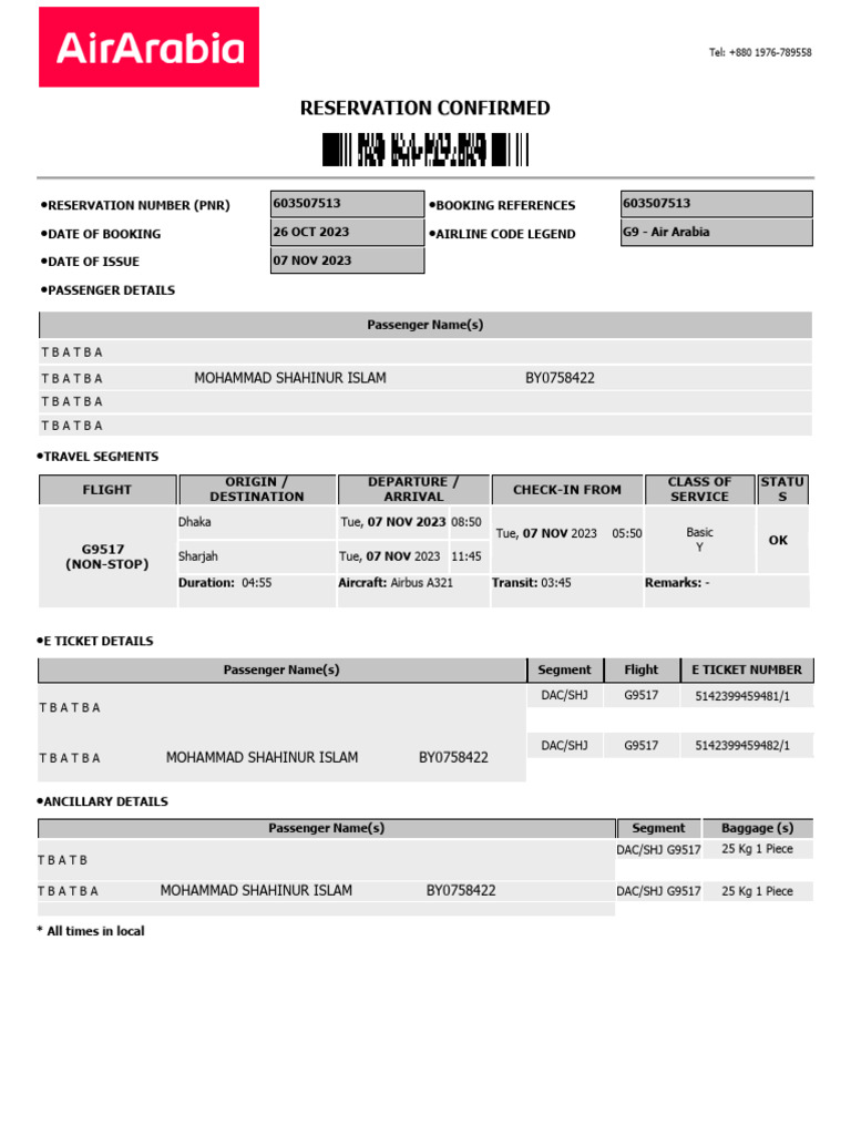 07 Nov 2023 Dac To Dubai | PDF