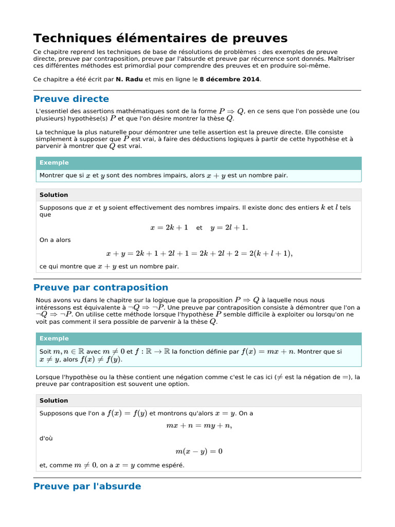 3-Techniques Élémentaires de Preuves | PDF