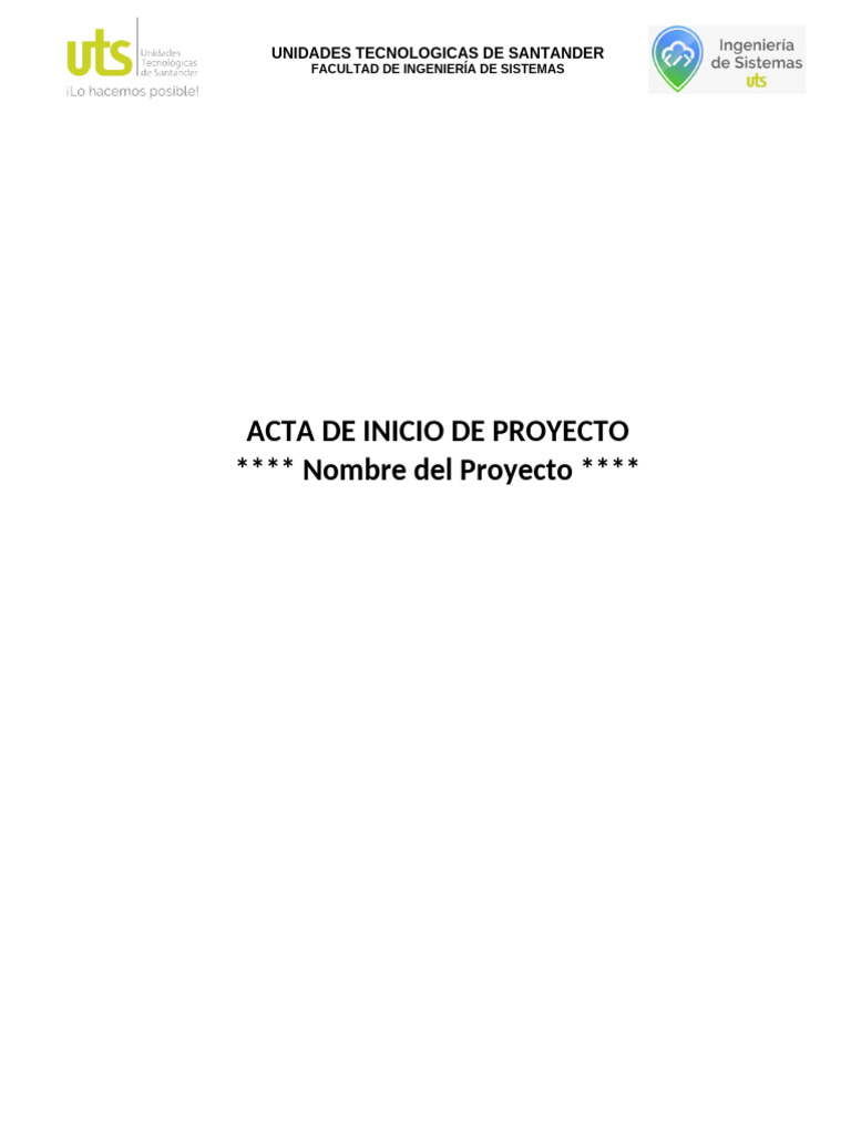 Formato Acta de Inicio de Proyecto C1 | PDF