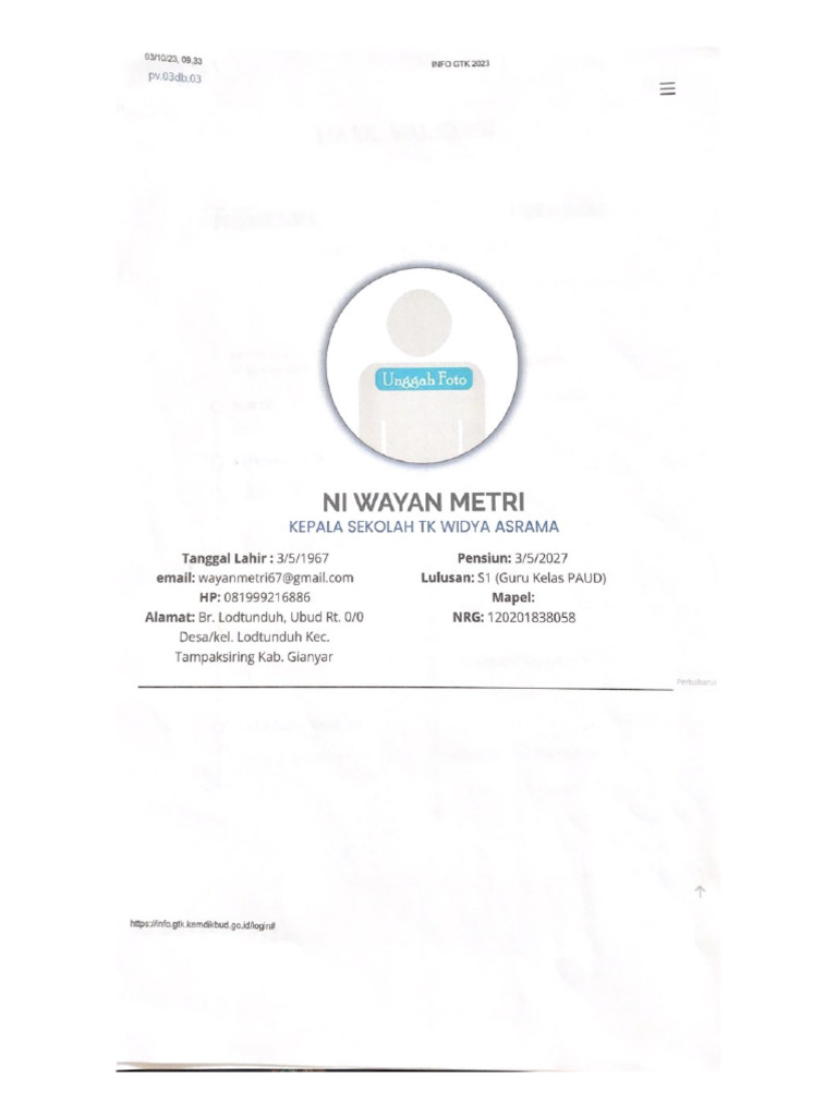 Data Sertifikasi Ni Wayan Metri | PDF