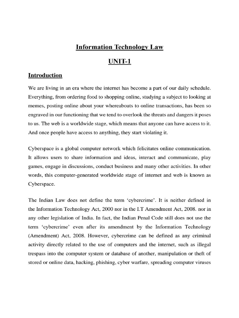 Information Technology (Unit-1) | PDF