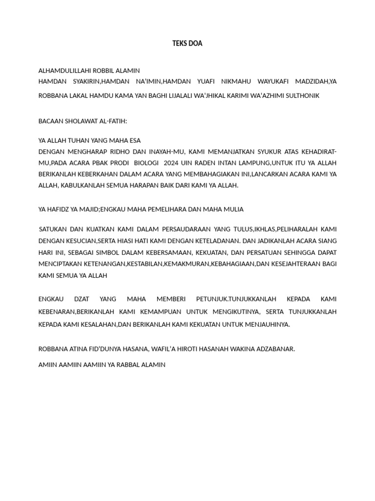 Teks Doa Penutup Acara | PDF