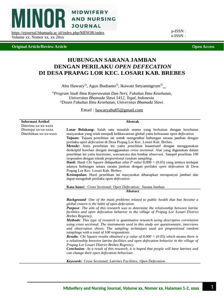 JURNAL PERILAKU OPEN DEFECATION DG SARANA JAMBAN | PDF