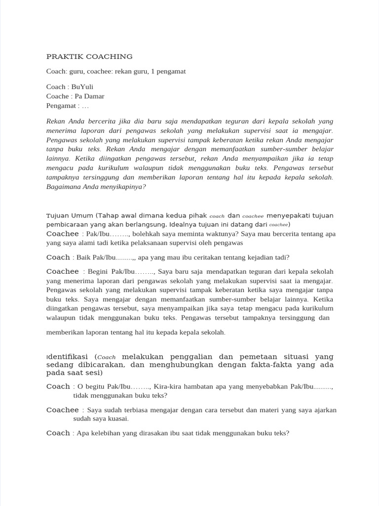 Latihan Coaching 1 Pa Damar | PDF