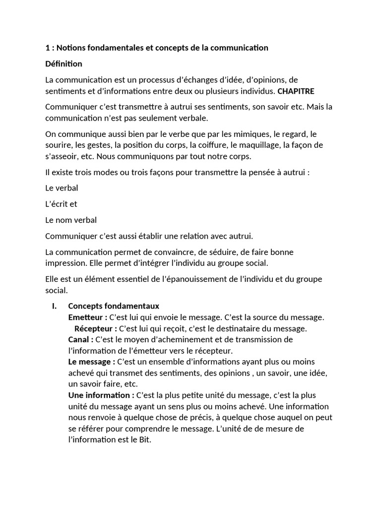 Cours de Communication | PDF