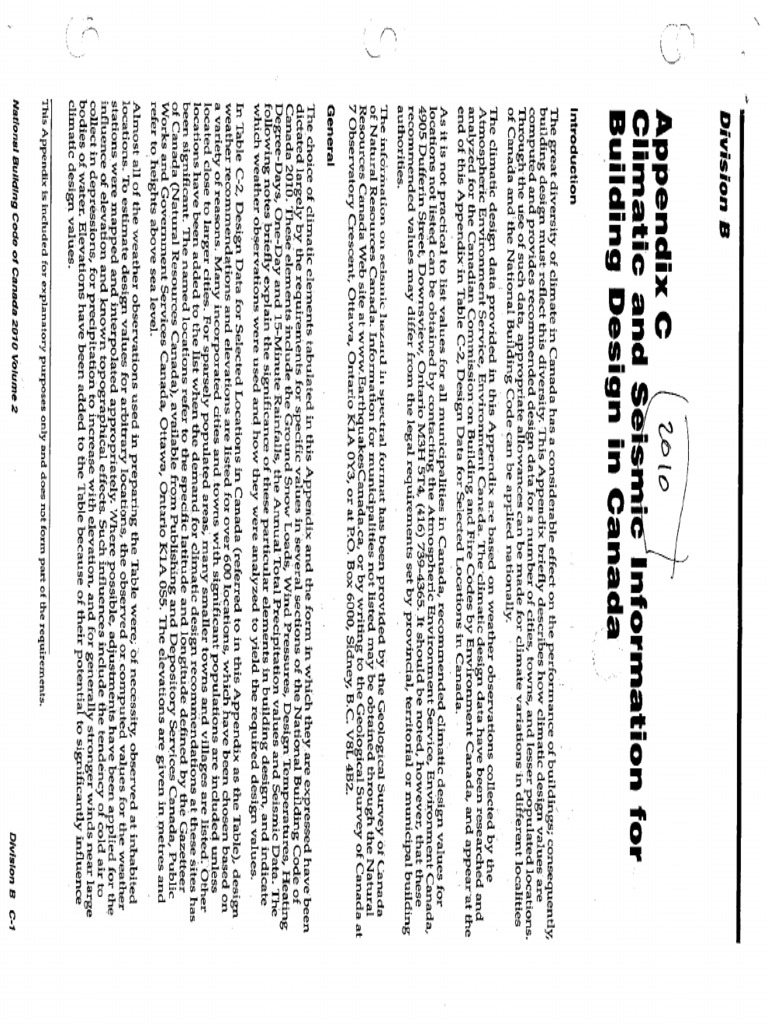 NBC 2010 - Appendix C - Climate and Seismic | PDF