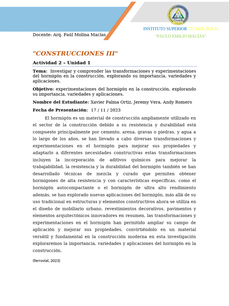 Act-1-U1 Construcciones 3 | PDF
