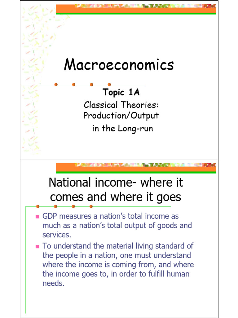 Macroeconomics Topic 1A Classical Theories Production | PDF | Economic Growth | Economics