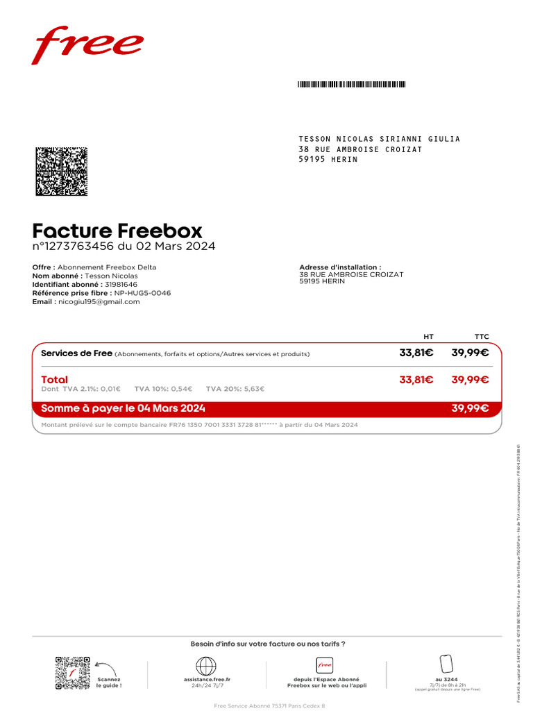 Facture Mars 2024 Justif Domicile | PDF