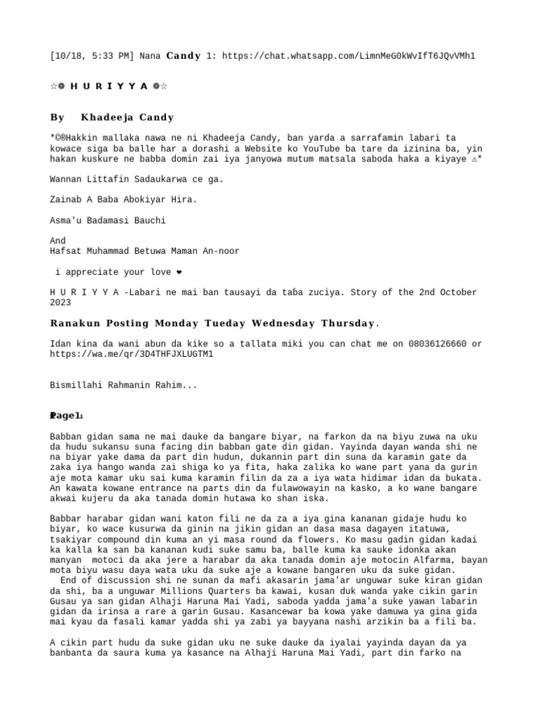 HURRIYA by Khadeeja Candy Complete Book 1 | PDF