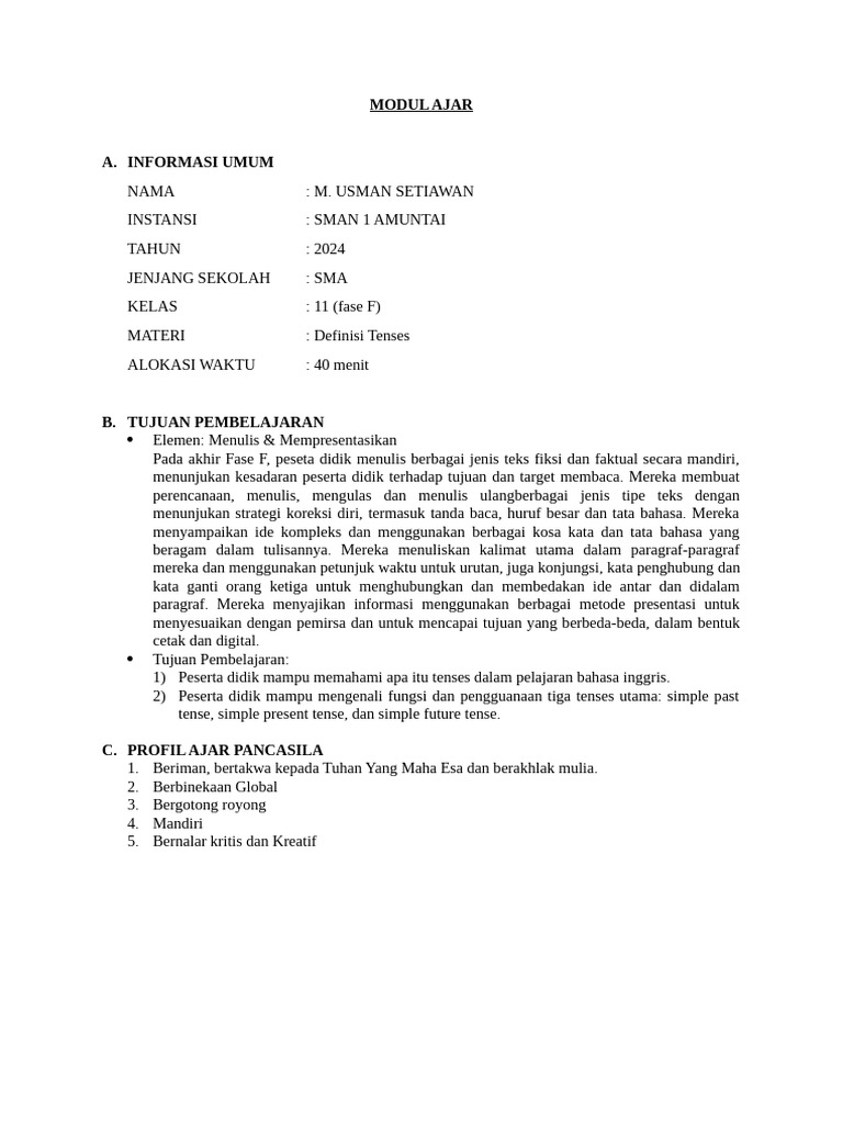 Modul Ajar Sma - PPL B | PDF