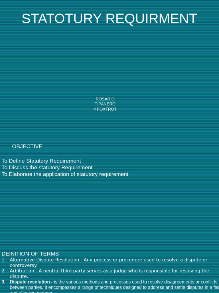 Statutory Requirements | PDF