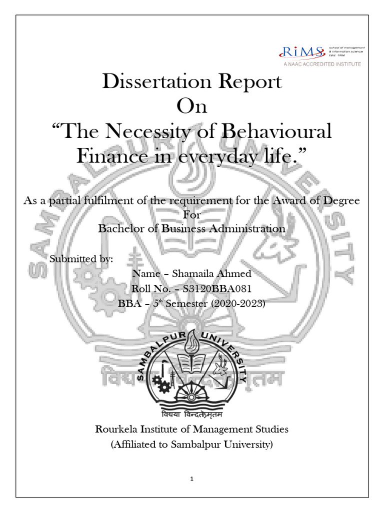 Dissertation Report (BF) | PDF