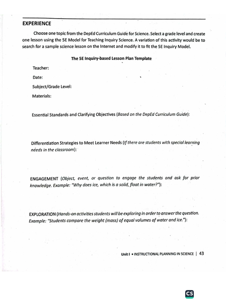 5es Inquiry Based Lesson Plan Template | PDF