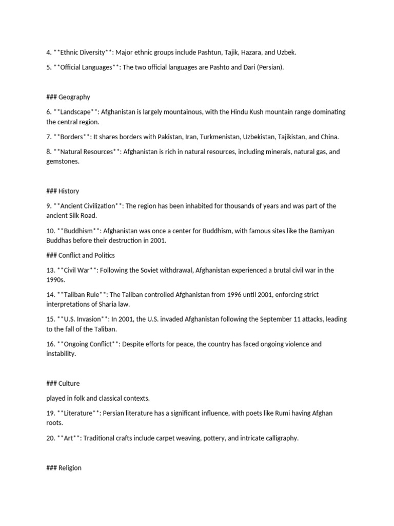 50 Facts About Afg Countries | PDF