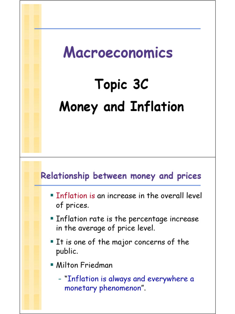 Topic 03C Inflation | PDF | Demand For Money | Quantity Theory Of Money