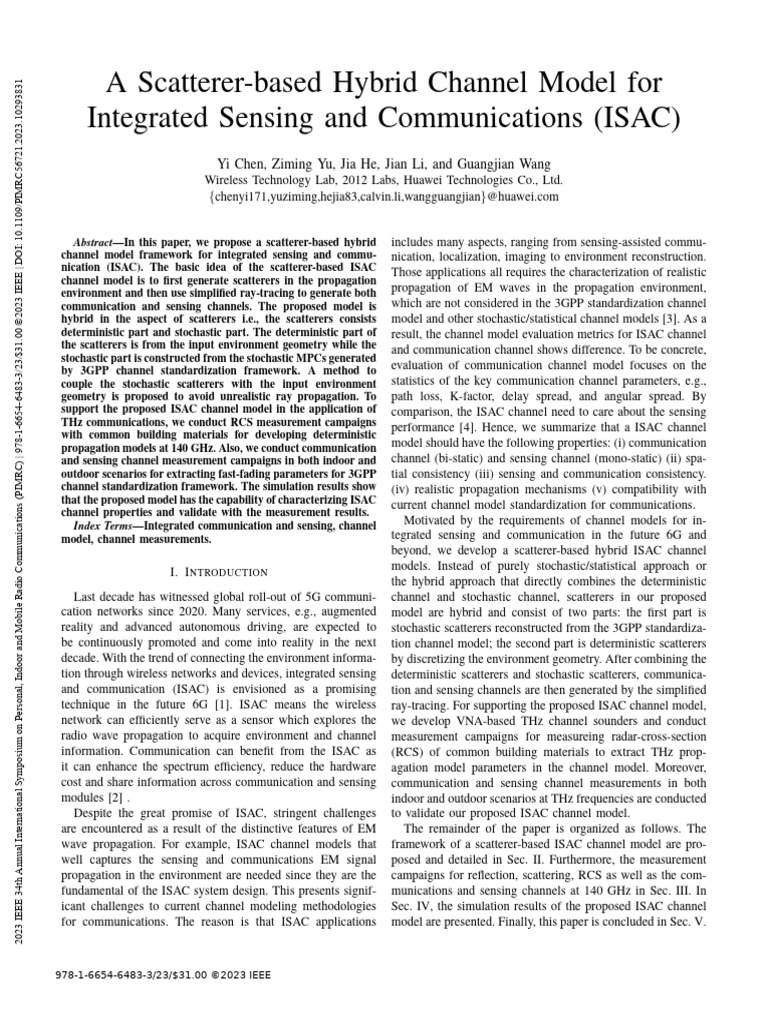 A Scatterer-Based Hybrid Channel Model For Integrated Sensing and ...