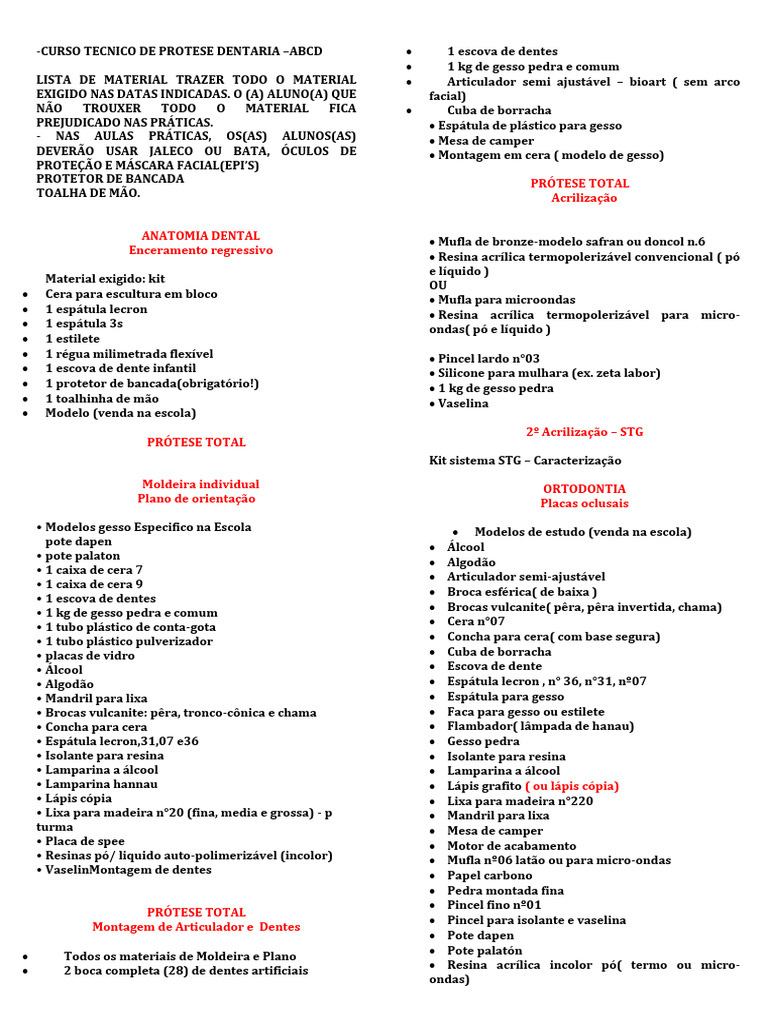 Lista de Material TPD 2024 | PDF