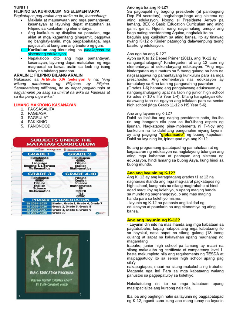 Filipino 3A MIDTERM REVIEWER | PDF | Philippines | Languages Of Southeast Asia