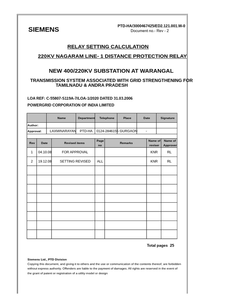 Distance Relays Calculation | PDF