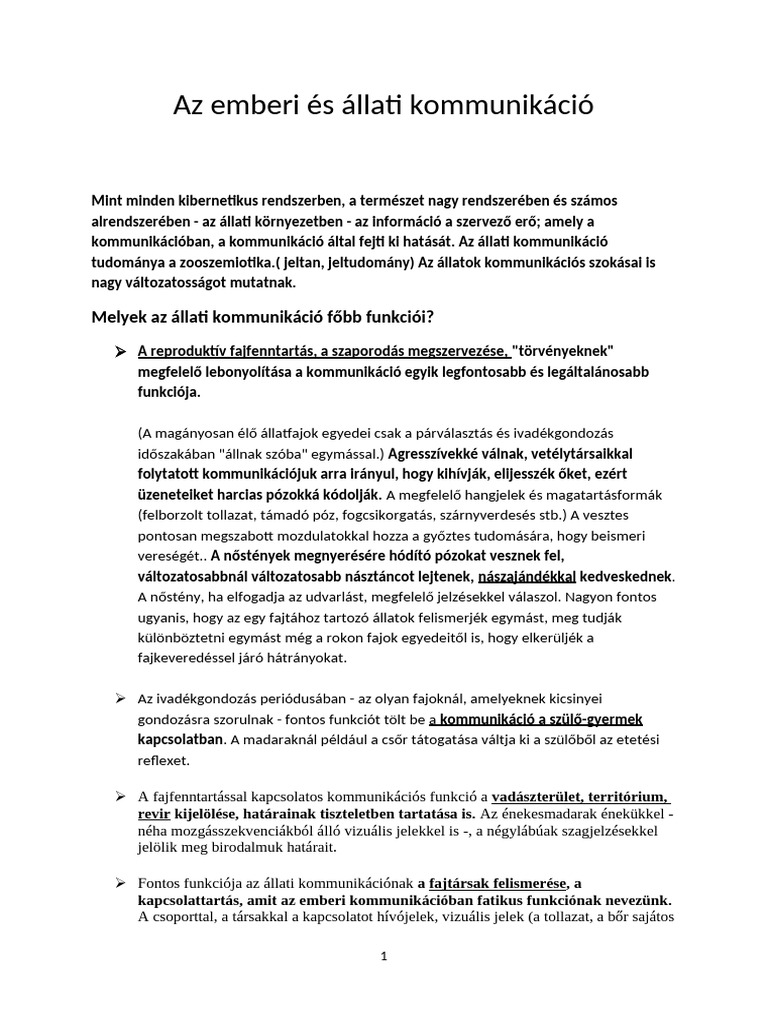 Az Emberi És Állati Kommunikáció | PDF