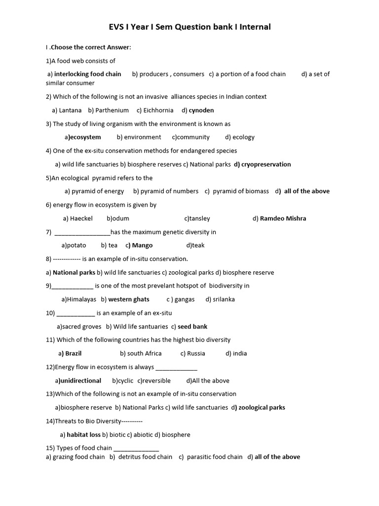EVS I Internal QB | PDF
