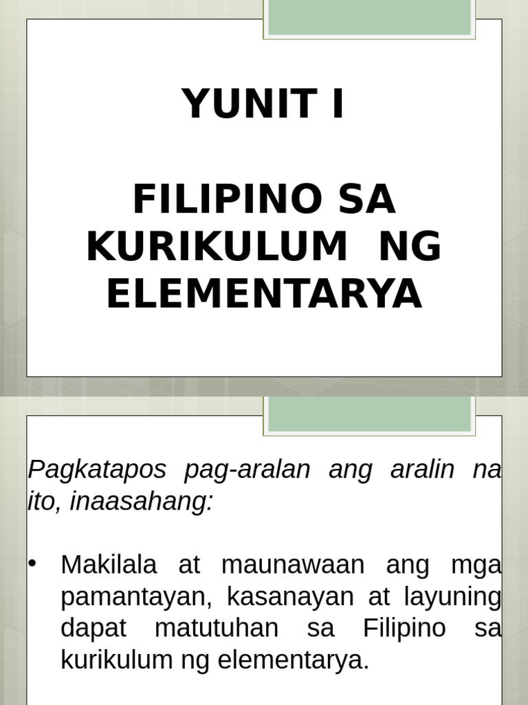 YUNIT I Aralin 1 | PDF