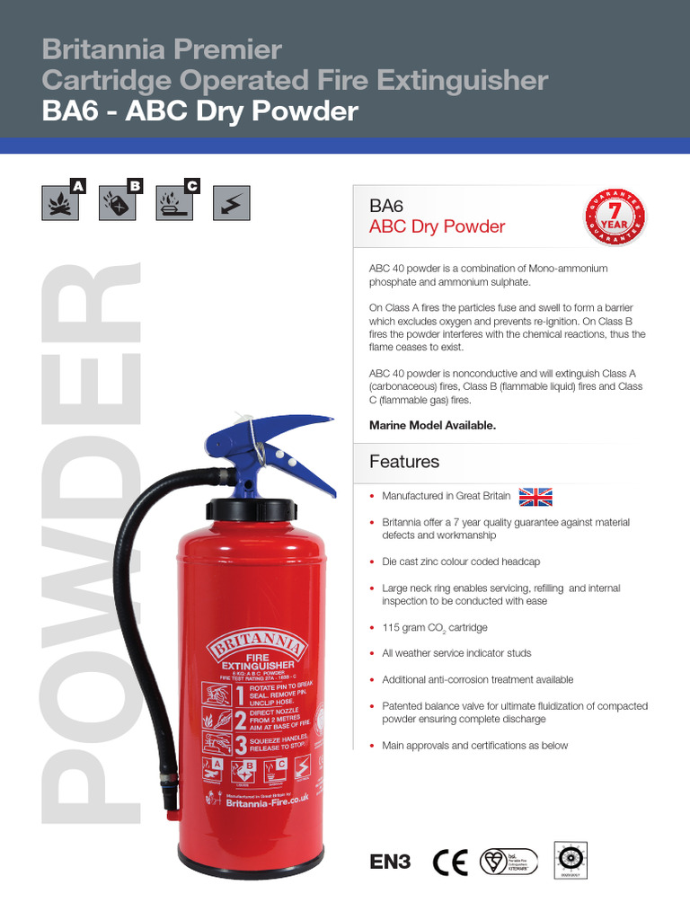 Catalouge of BA6 Britania ABC Fire Extinguisher 6 Kgs | PDF