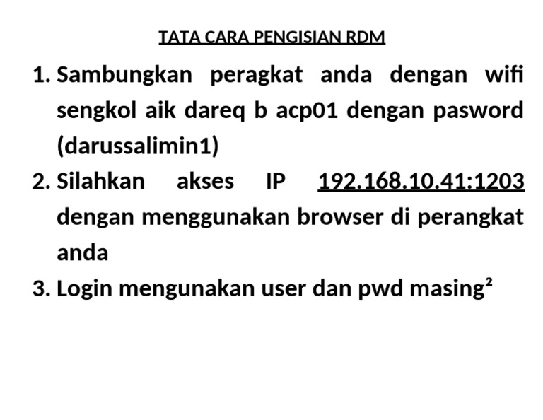 Tata Cara Pengisian RDM | PDF