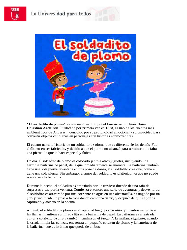 El soldadito de plomo: un cuento de amor | PDF