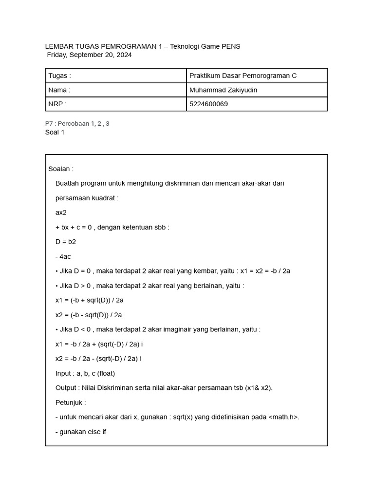 ZAKIYUDIN - DASAR PEMOGRAMAN - Praktikum Decision 2 | PDF
