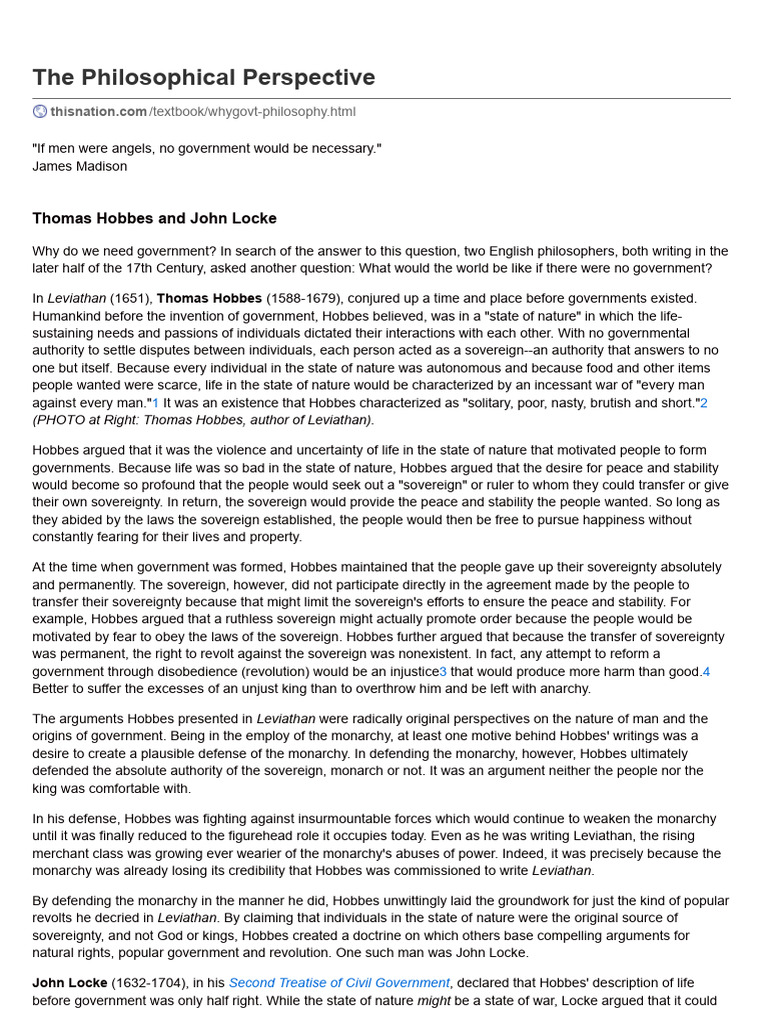 Why Do We Need Government - The Philosophical Perspective (1) (39843) | PDF
