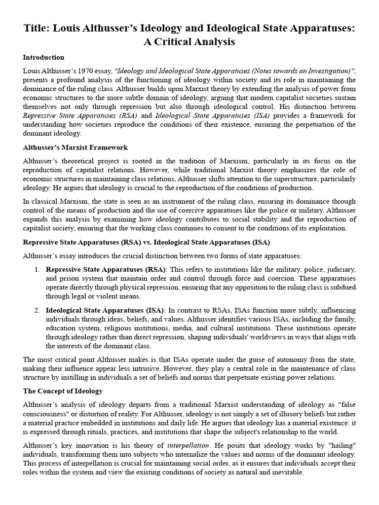 Ideological State Apparatus | PDF