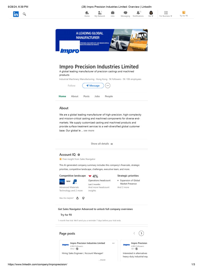 Impro Precision Industries Limited - Overview - LinkedIn | PDF