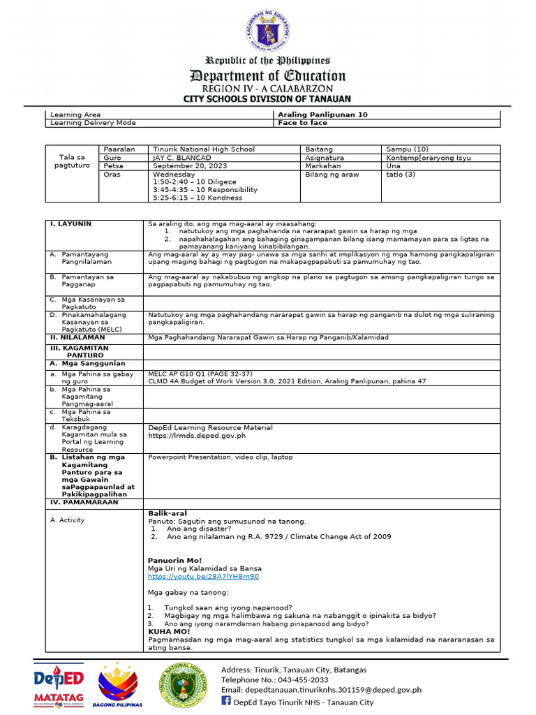 Disaster Preparedness Lesson Plan | PDF